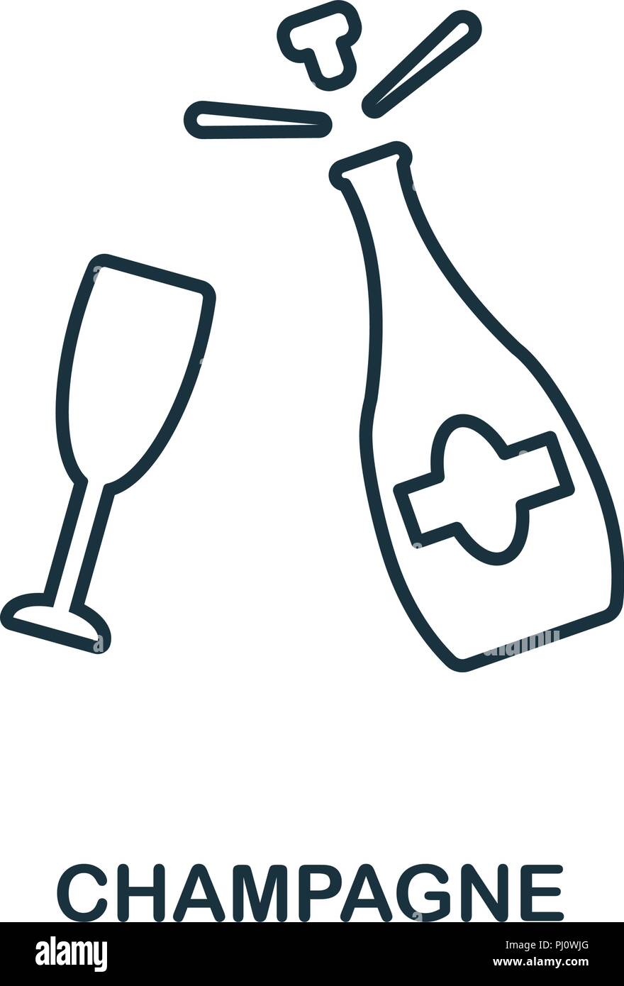 Champagne outline icon. Simple element illustration. Champagne icon in ...