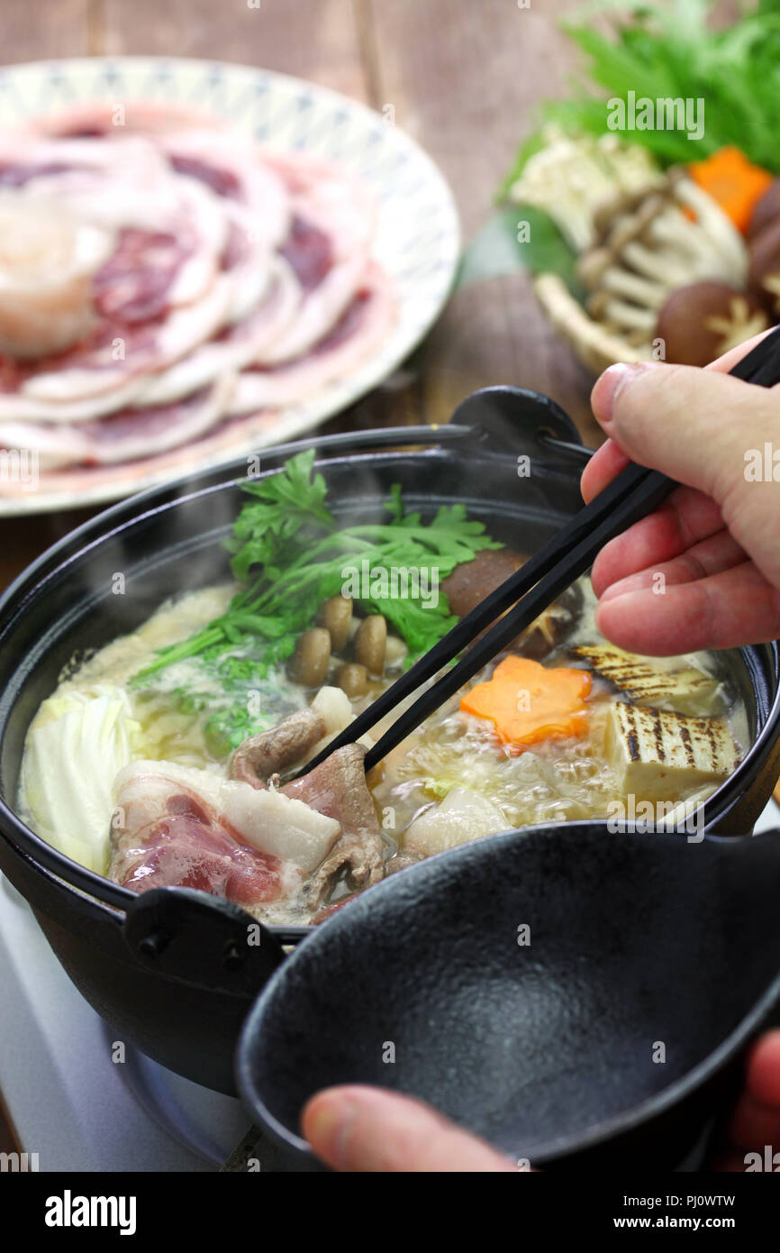 botan nabe, wild boar hot pot, japanese food Stock Photo - Alamy