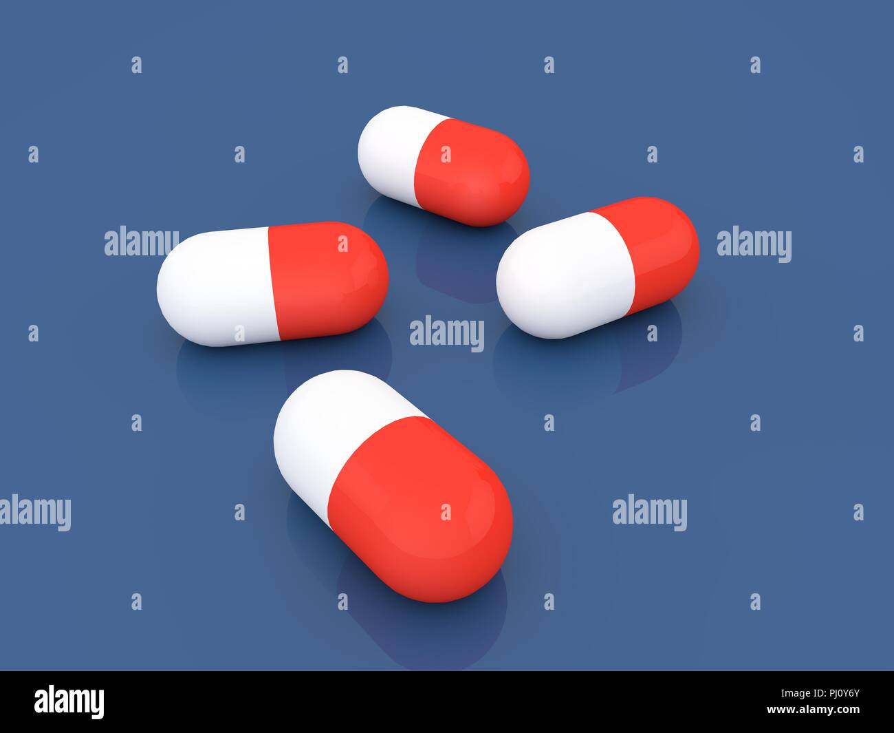 Medicinal tablets on a blue background. 3d render illustration Stock ...