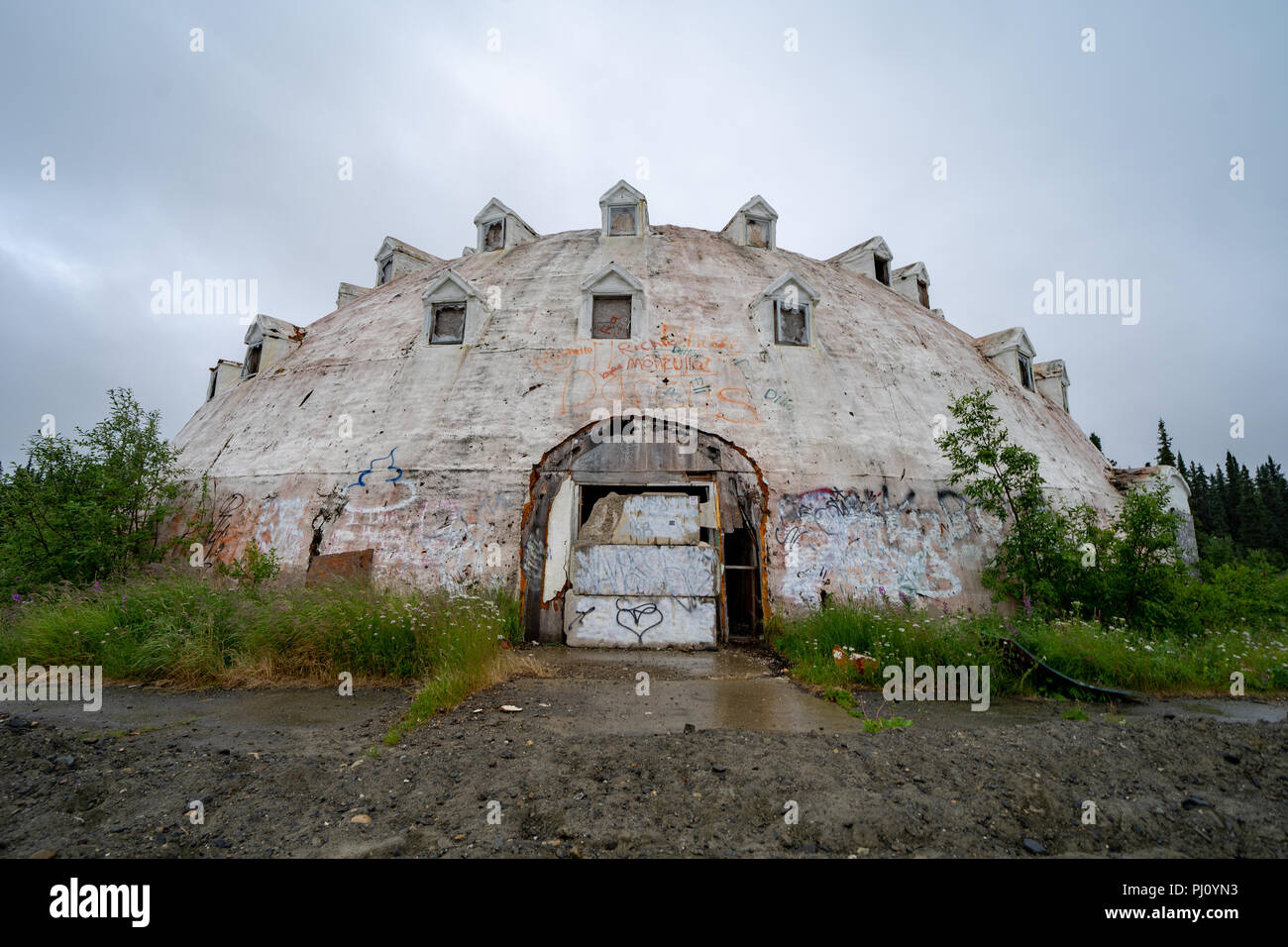 AUGUST 1 2018 - CANTWELL, ALASKA: Old abandoned Igloo City hotel and ...