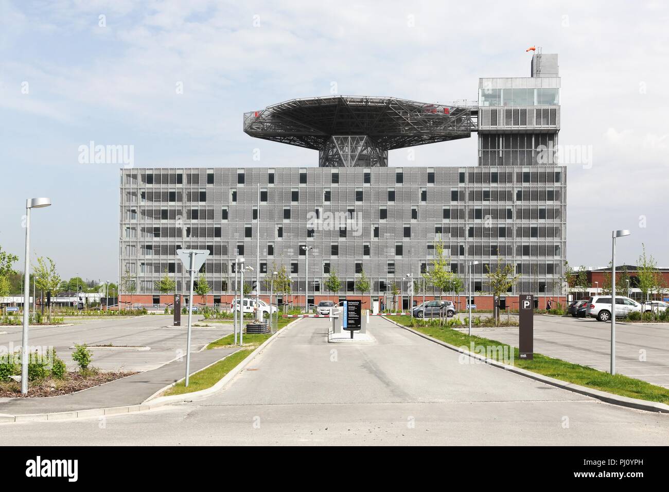 Car park and helipad at Skejby hospital in Aarhus, Denmark Stock Photo ...