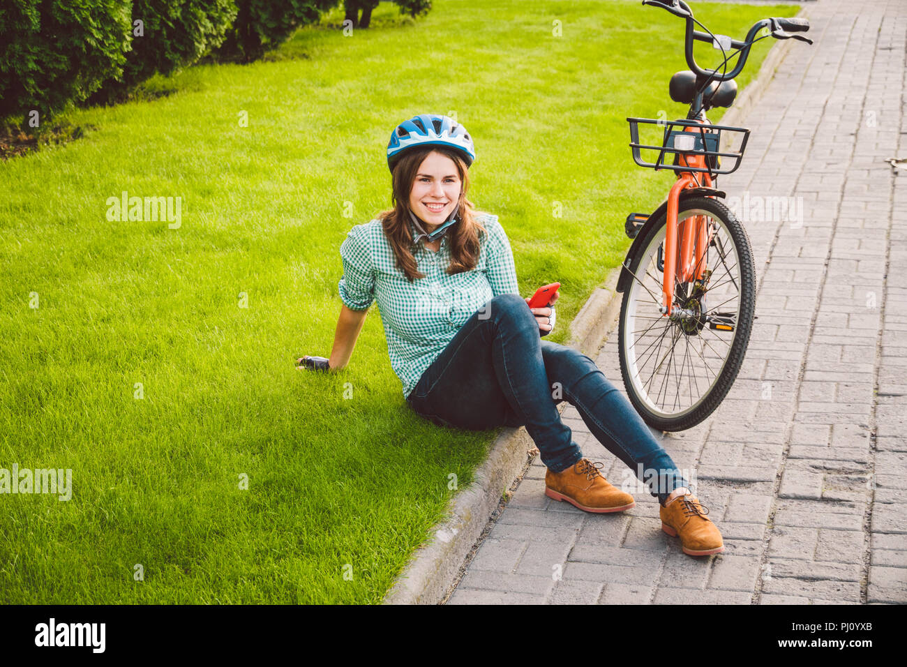 Man and city rolling bicycle, environmentally friendly transport ...