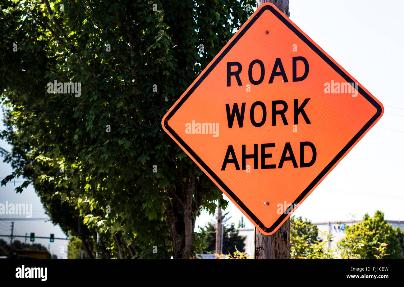 Road work ahead signs hi-res stock photography and images - Alamy