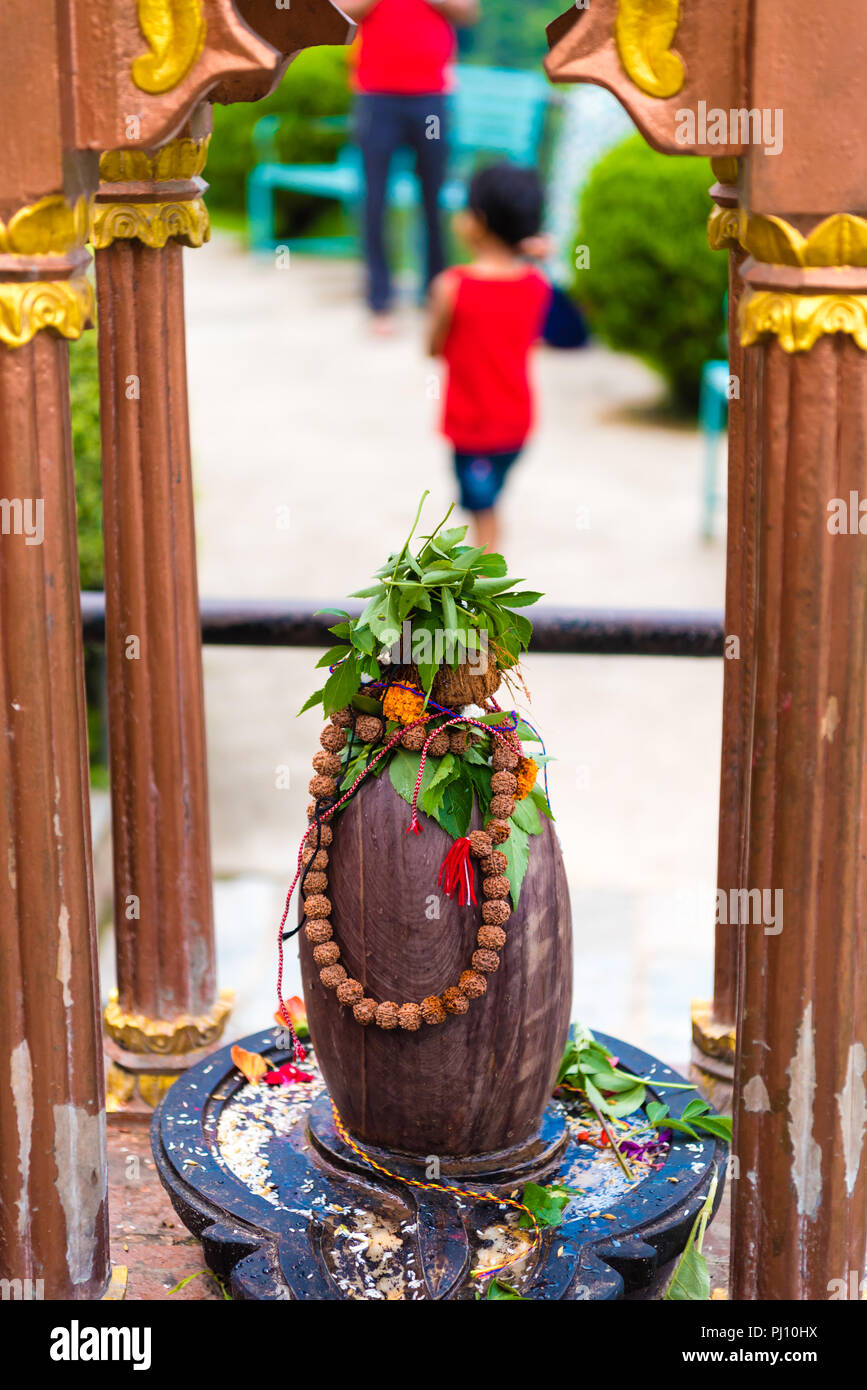 Sanga, Nepal - July 16, 2018 : Religious offerings at Kailashnath ...