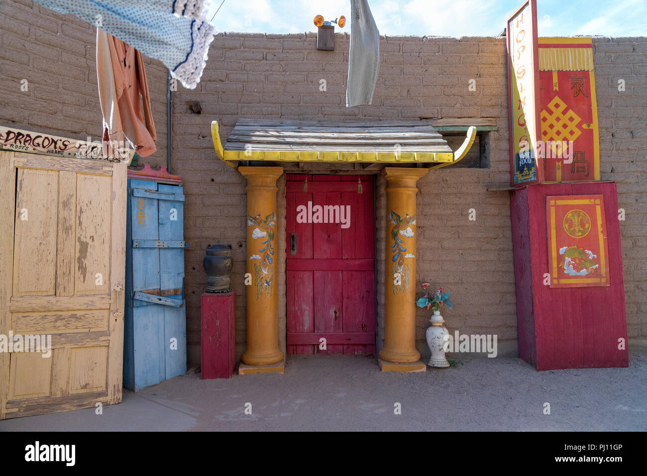 Old Tucson, Hopsign sign, various other signs in backlot behind Adobe ...
