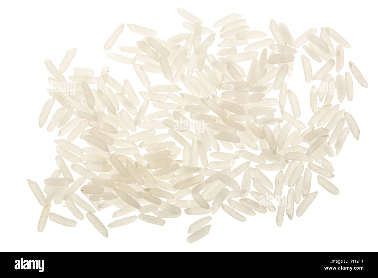 rice grains isolated on white background. Top view. Flat lay Stock ...