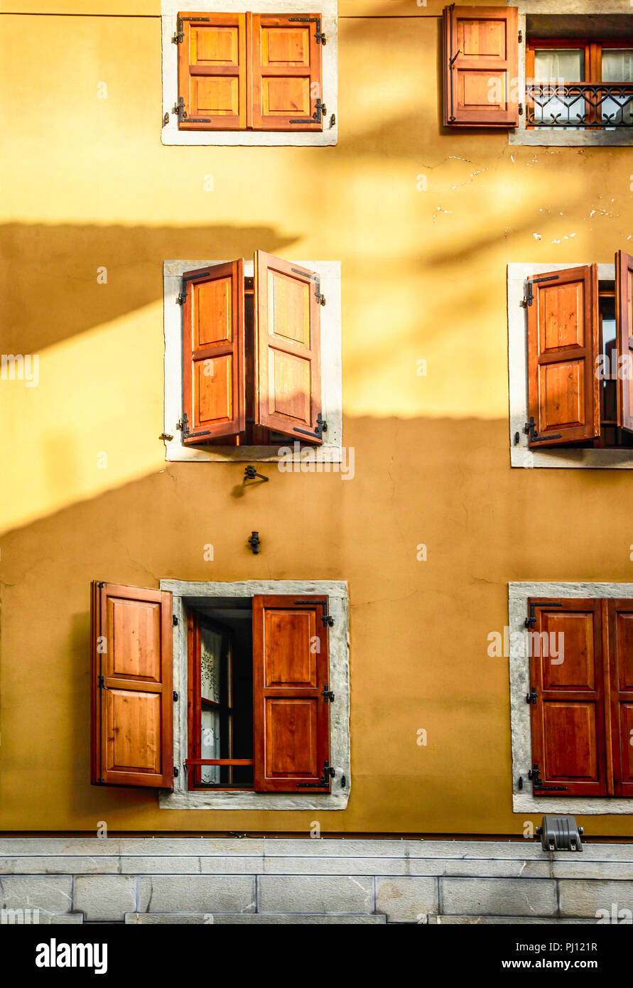 Italian Style Shutters In Old Stock Photos & Italian Style Shutters In ...