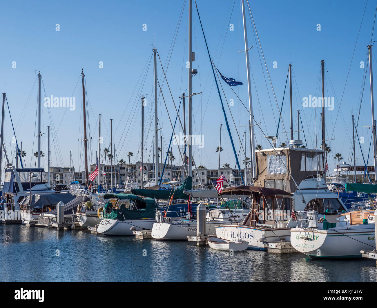 Boats docked in the marina, Oceanside Harbor, Oceanside, California ...