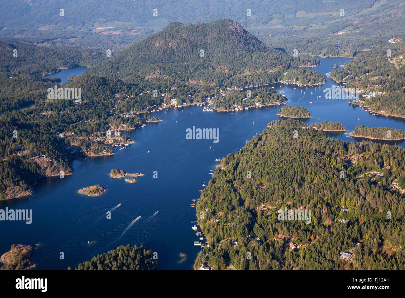 Aerial view of Madeira Park during a sunny summer day. Taken in ...