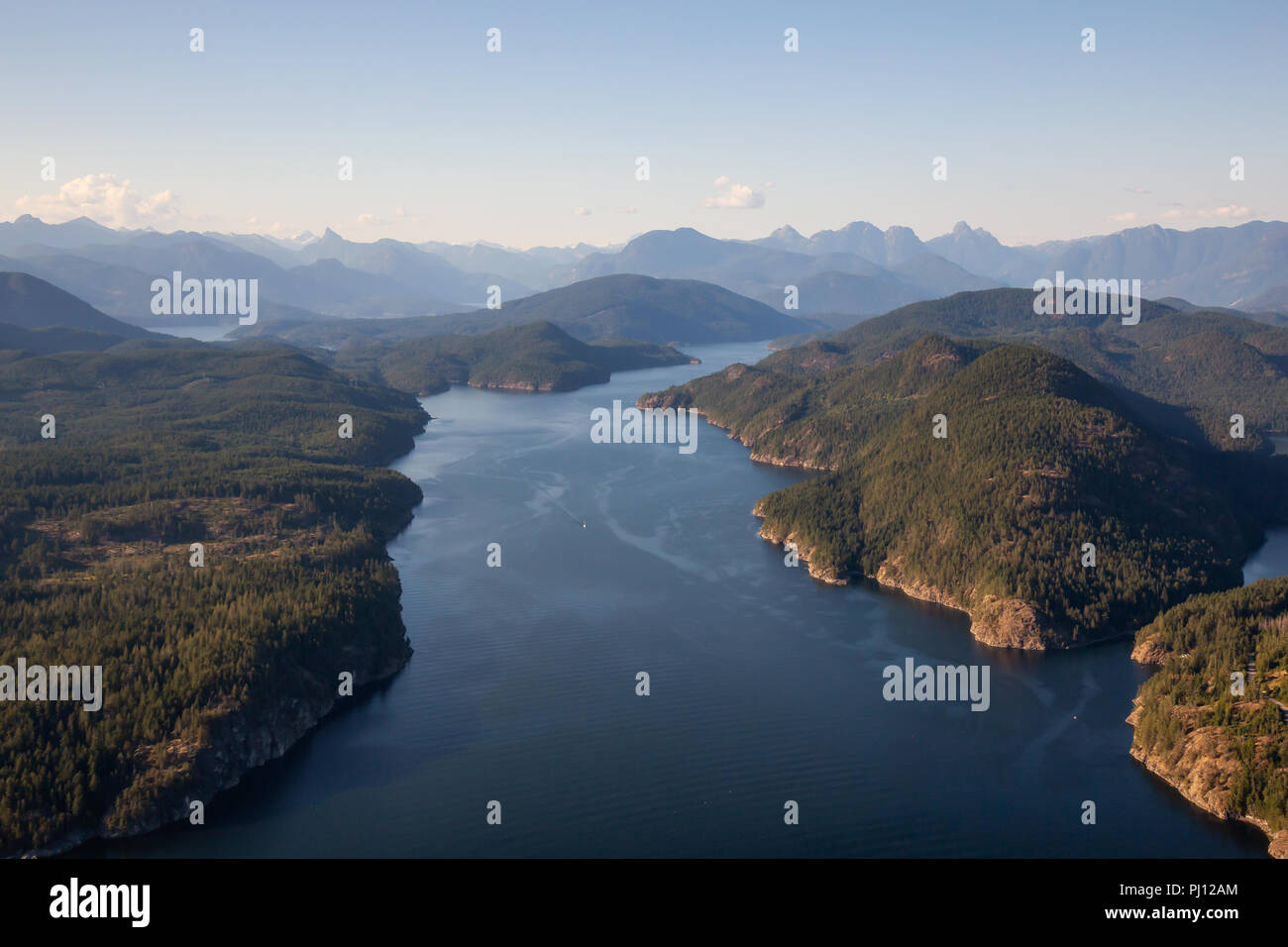 Aerial view of Nelson Island during a sunny summer day. Taken in ...
