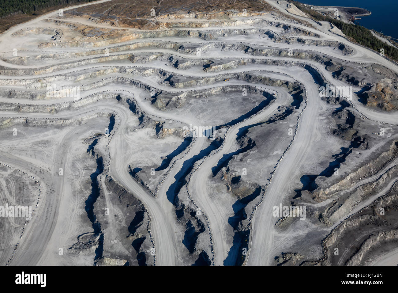 Aerial view of Coal Mining Industry on Texada Island, Powell River ...