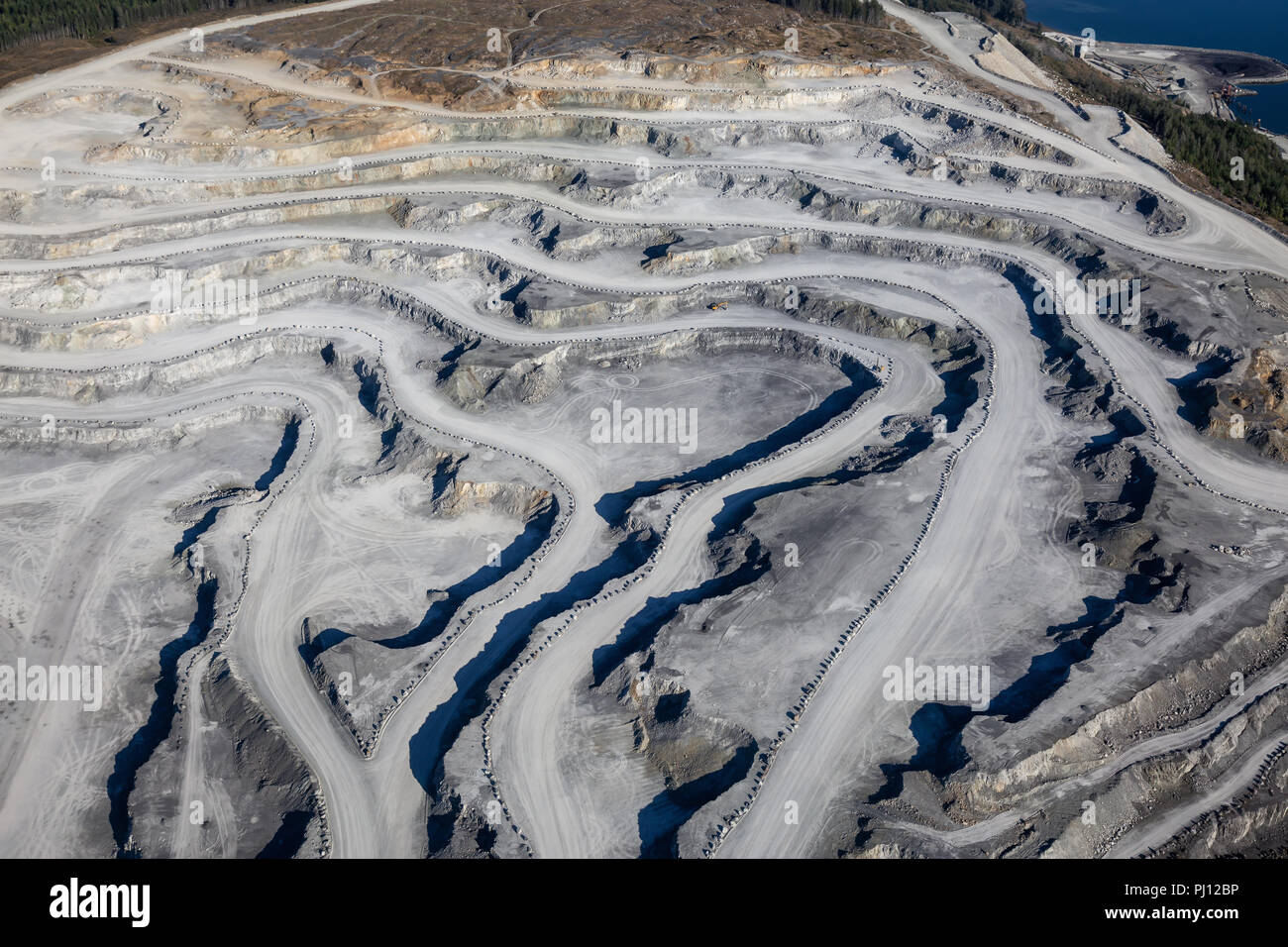Aerial view of Coal Mining Industry on Texada Island, Powell River ...
