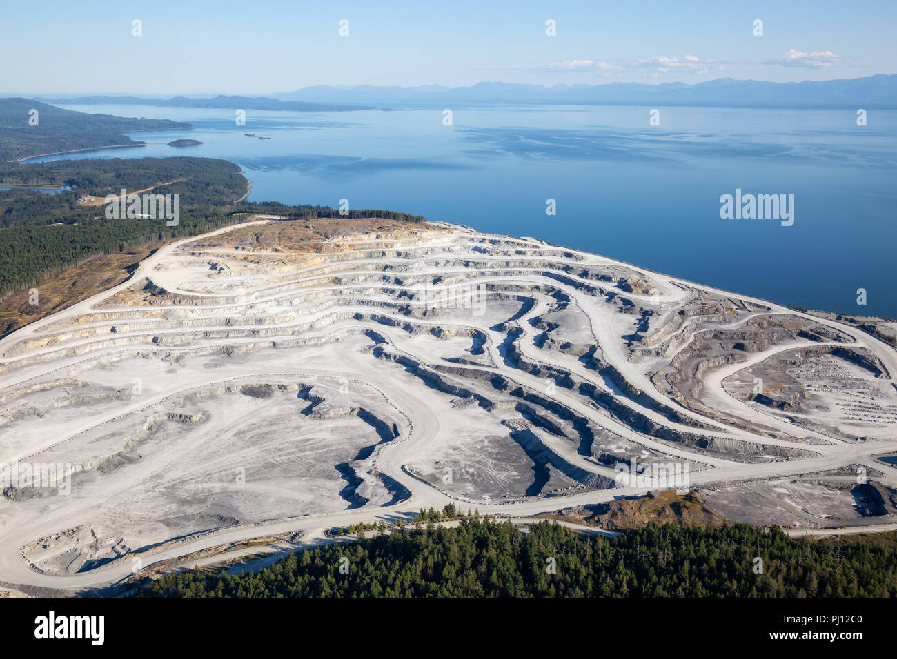 Aerial view of Coal Mining Industry on Texada Island, Powell River ...