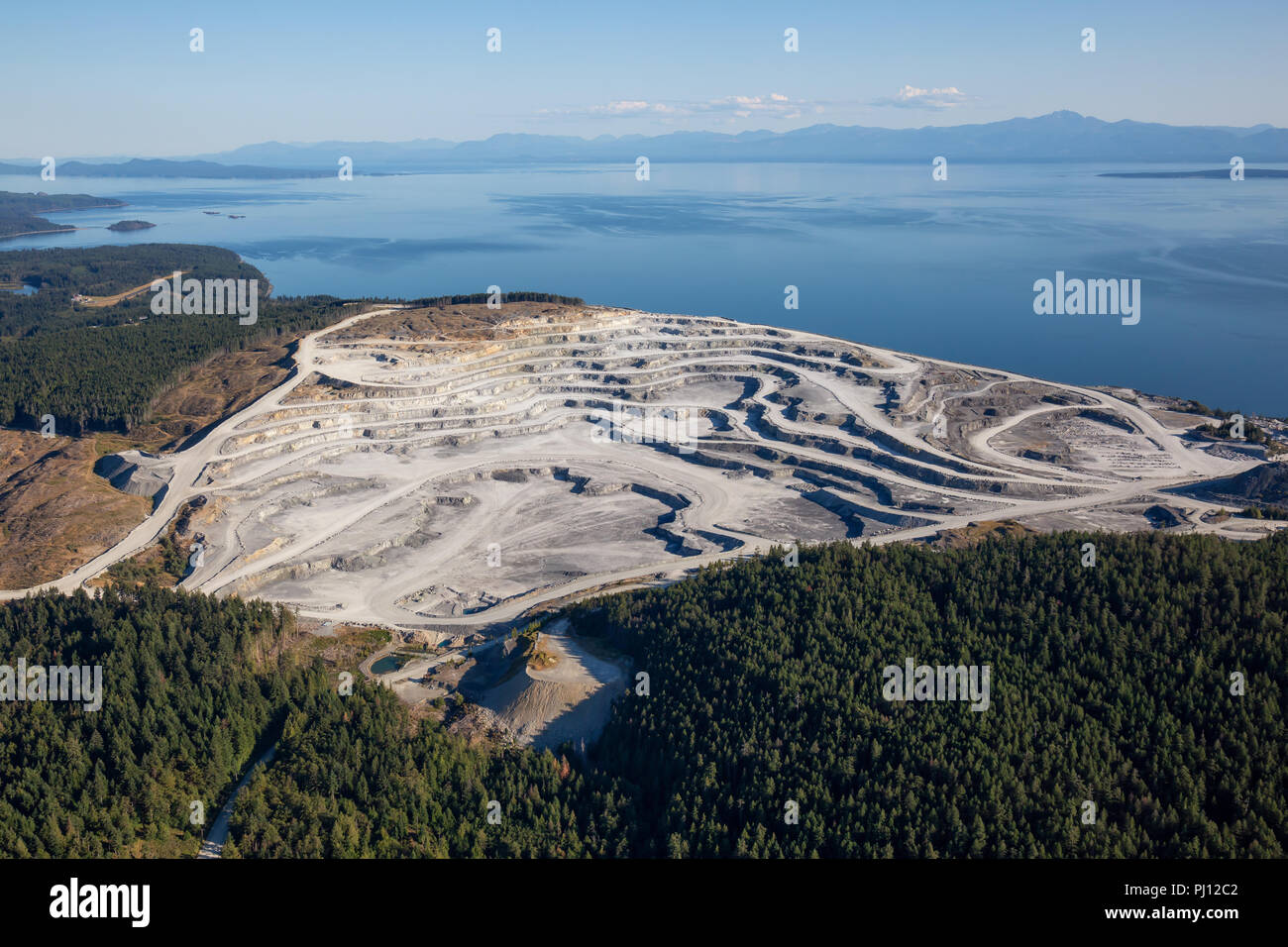 Aerial view of Coal Mining Industry on Texada Island, Powell River ...