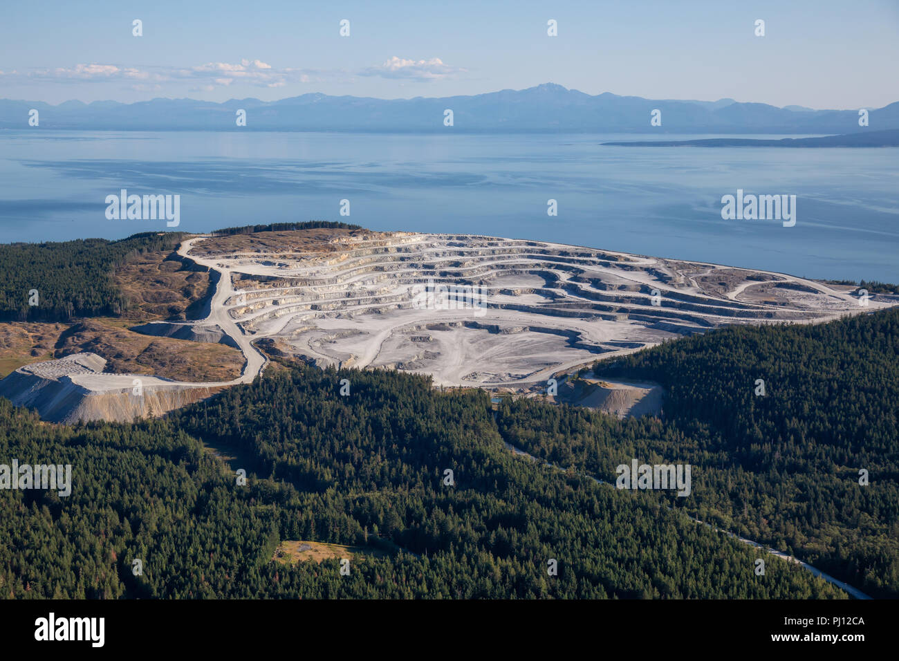 Aerial view of Coal Mining Industry on Texada Island, Powell River ...