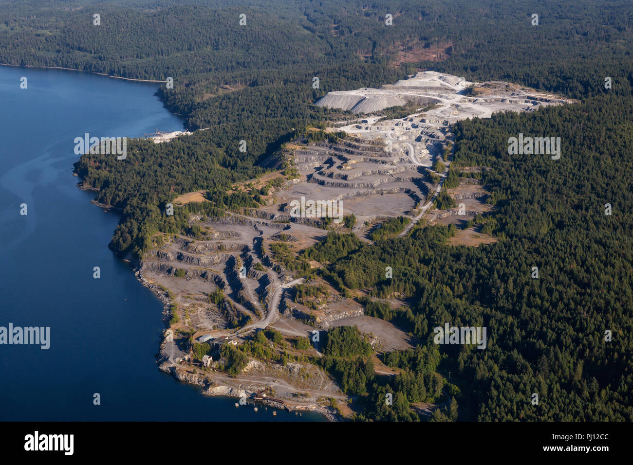 Aerial view of Coal Mining Industry on Texada Island, Powell River ...