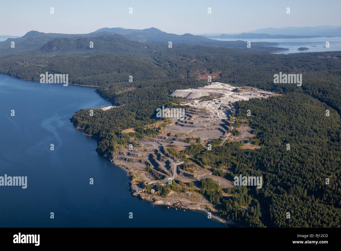 Aerial view of Coal Mining Industry on Texada Island, Powell River ...