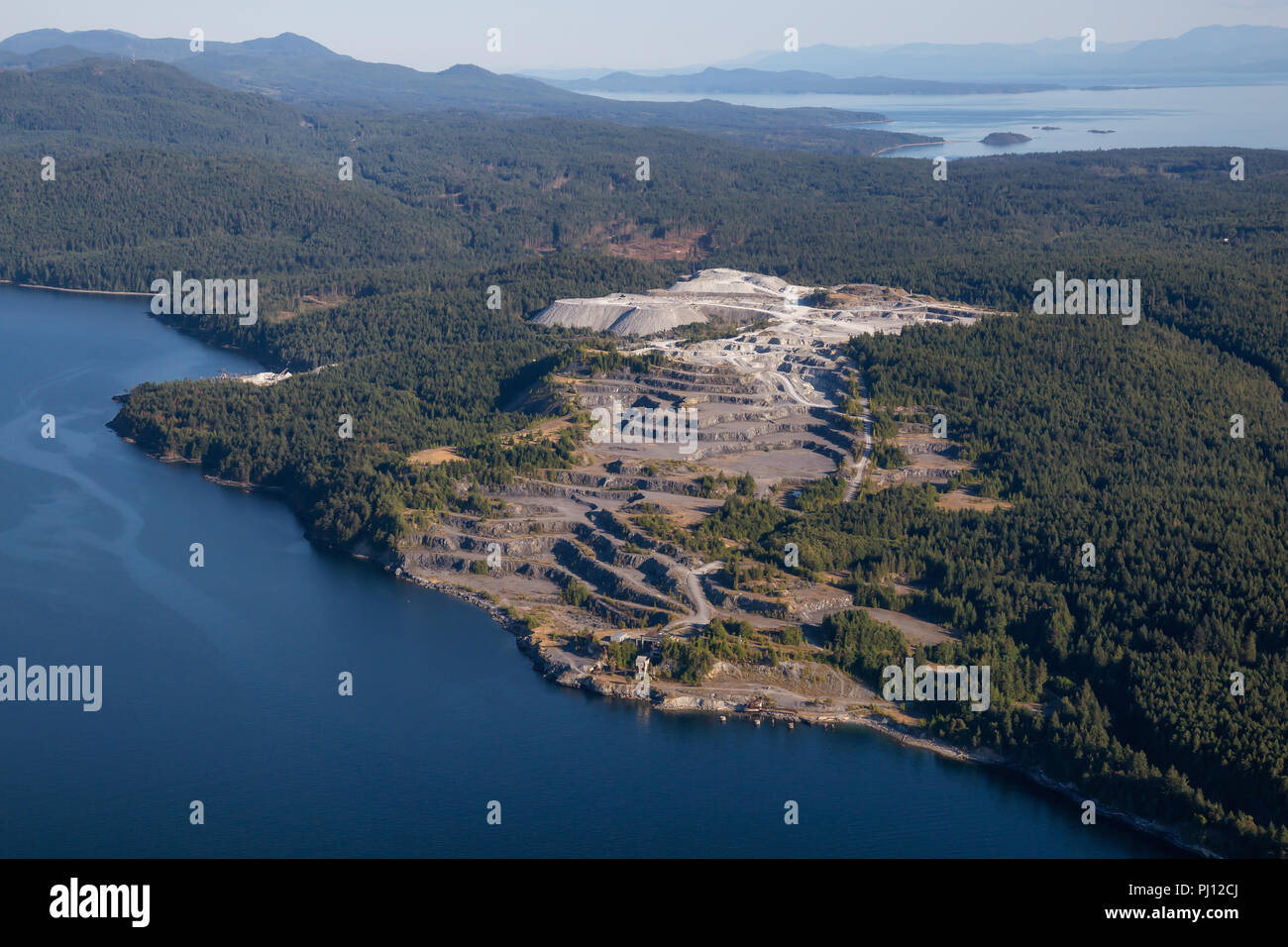 Aerial view of Coal Mining Industry on Texada Island, Powell River ...