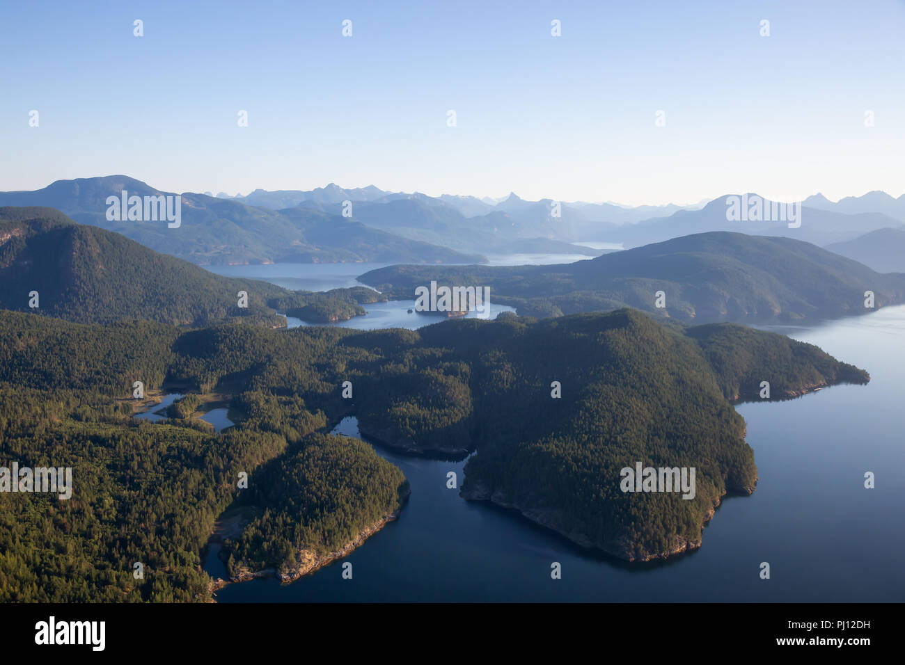 Aerial view of Nelson Island during a sunny summer day. Taken in ...