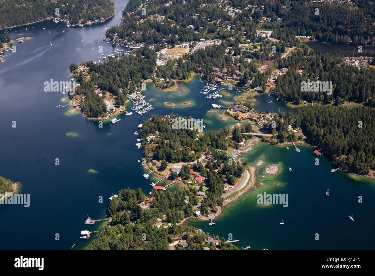 Aerial view of Madeira Park during a sunny summer day. Taken in ...