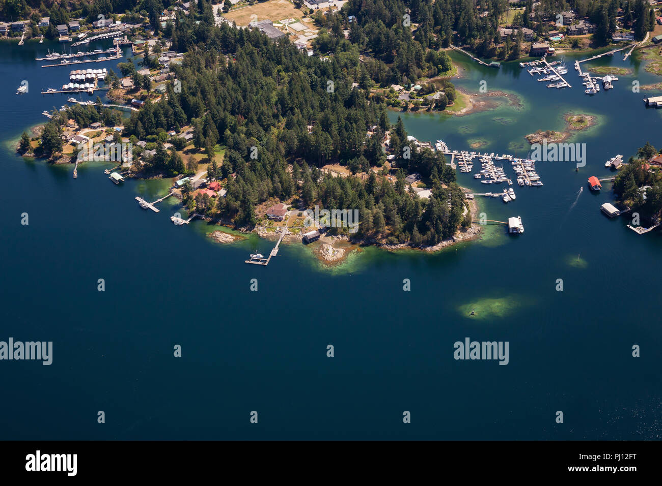 Aerial view of Madeira Park during a sunny summer day. Taken in ...