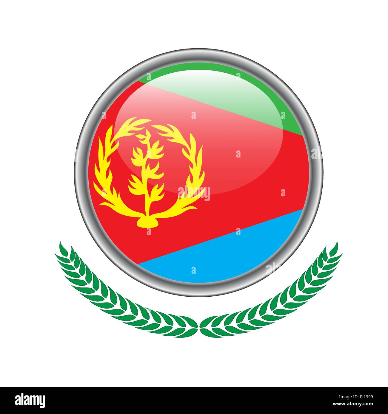 Eritrea flag button. Eritrea flag icon. Vector illustration of eritrea flag on white background ...