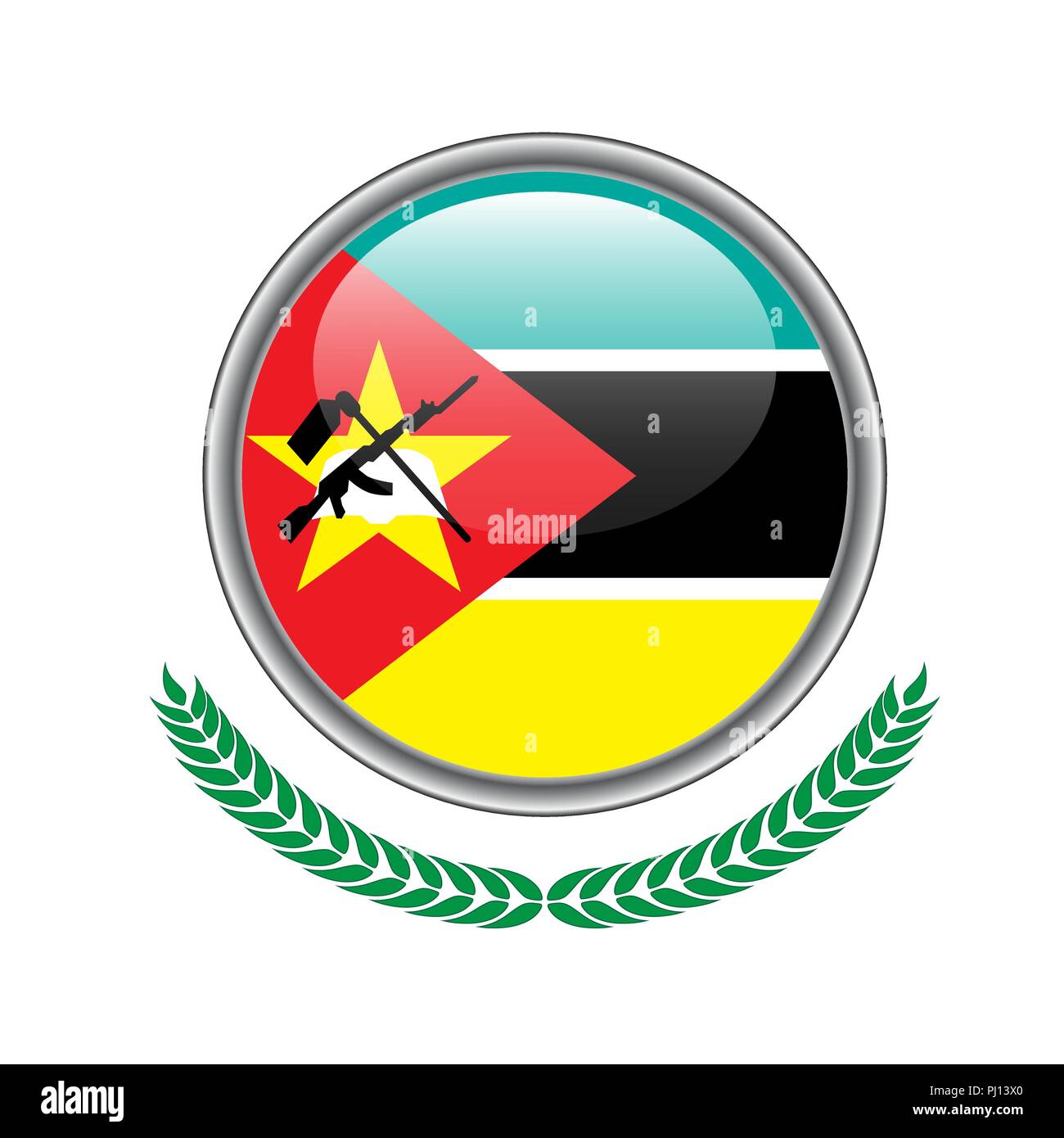 mozambique flag button. mozambique flag icon. Vector illustration of ...