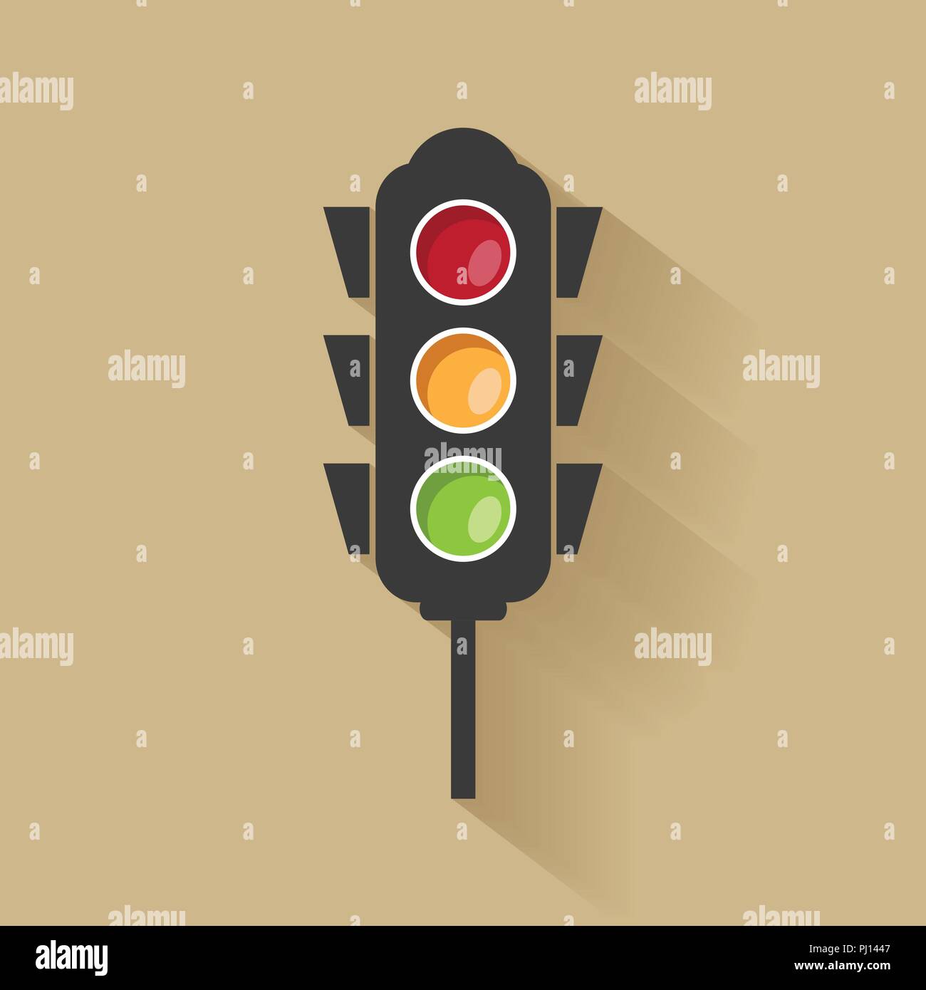 Set of traffic light signal with red, yellow and green color, Flat ...