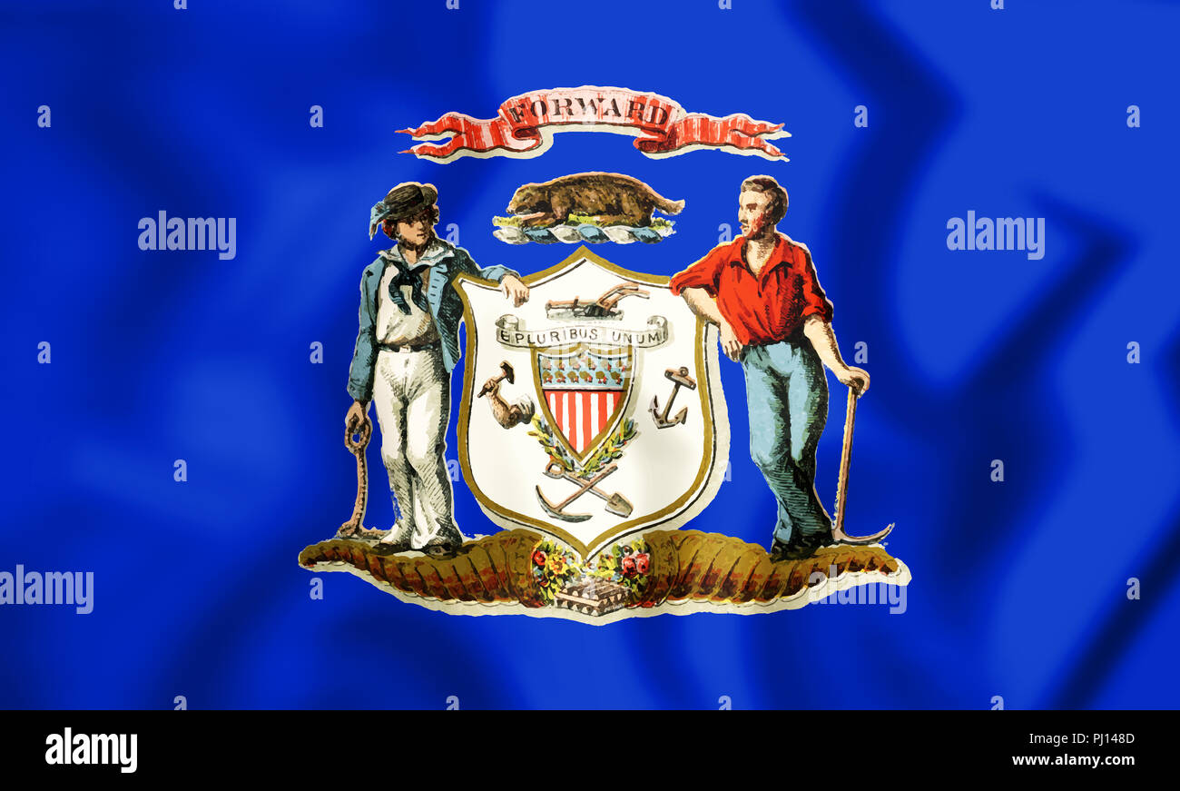 3D Flag of Wisconsin (1866-1913), USA. 3D Illustration Stock Photo - Alamy