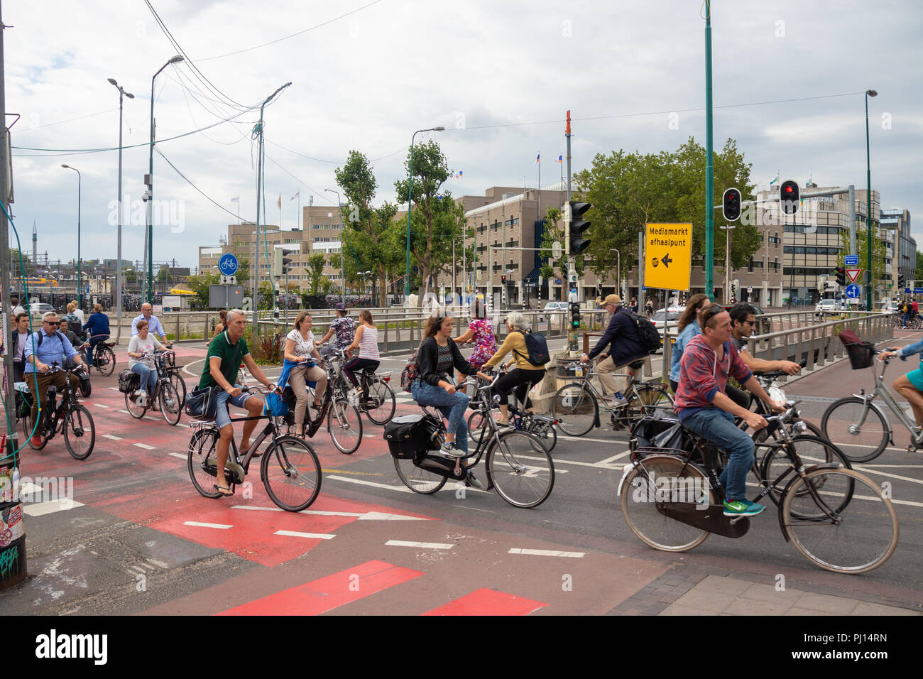 A road in Utrecht full of cyclists Netherlands Stock Photo - Alamy