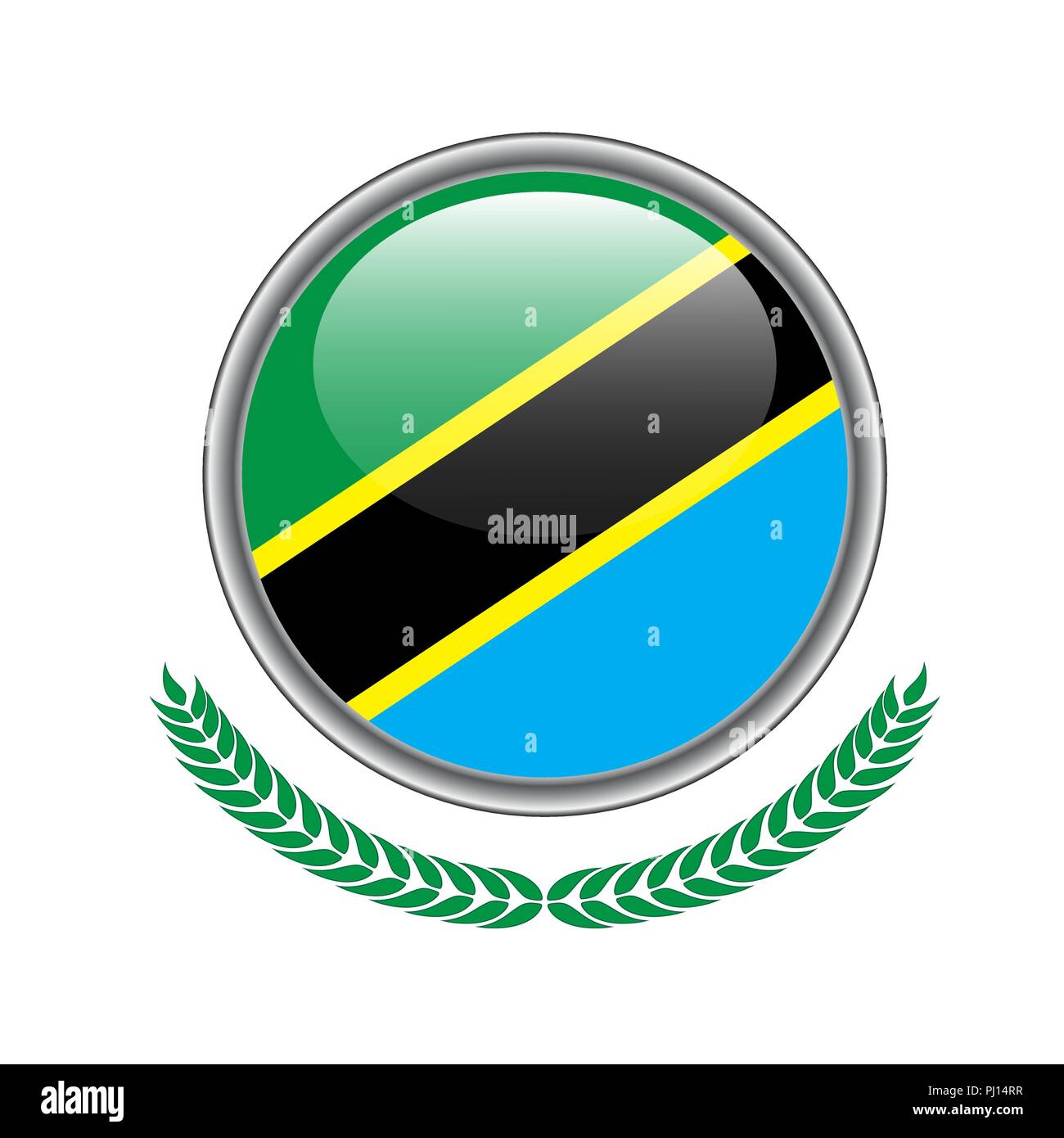 Tanzania flag button. Tanzania flag icon. Vector illustration of ...