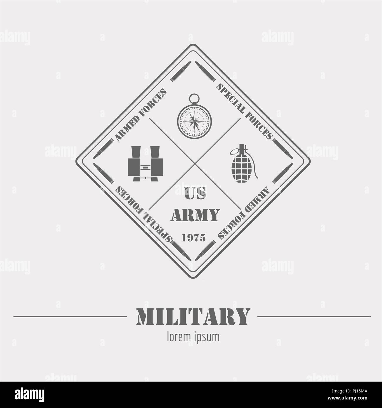 Military and armored vehicles logos and badges. Graphic template ...