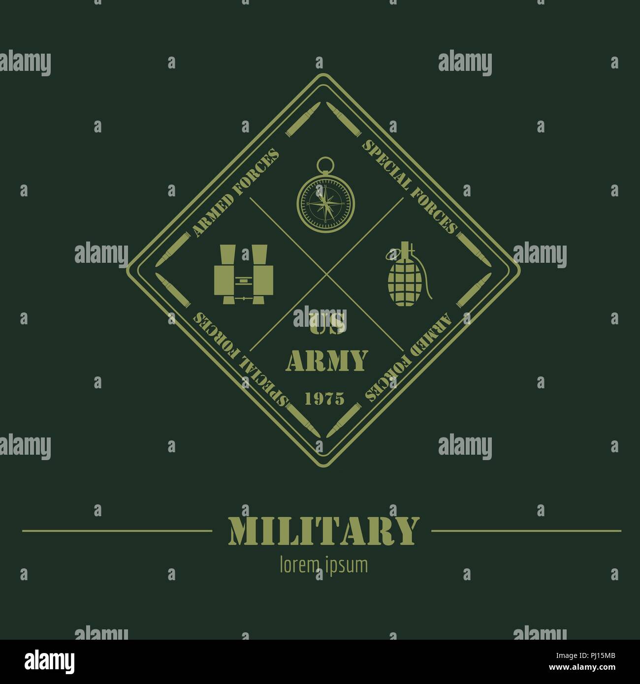 Military and armored vehicles logos and badges. Graphic template ...