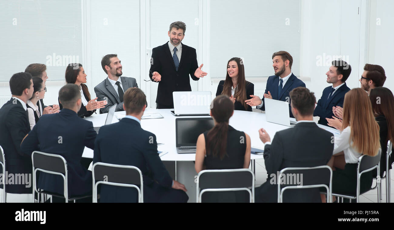 business negotiations at the round table Stock Photo - Alamy