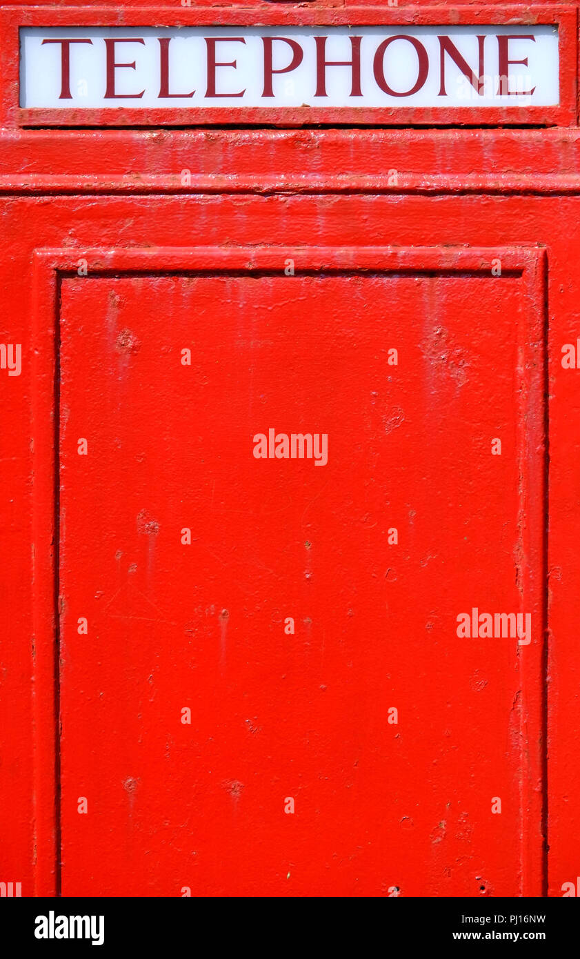 Detail of a British red public telephone box Stock Photo - Alamy