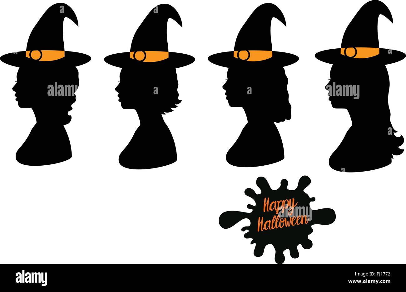 Witches hat with orange hair Stock Vector Images - Alamy