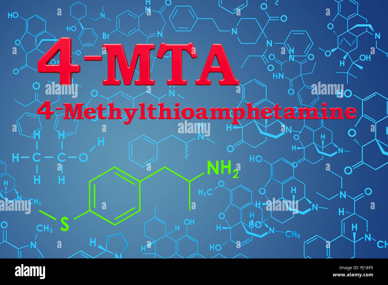 4-Methylthioamphetamine (4-MTA). Chemical formula, molecular structure ...