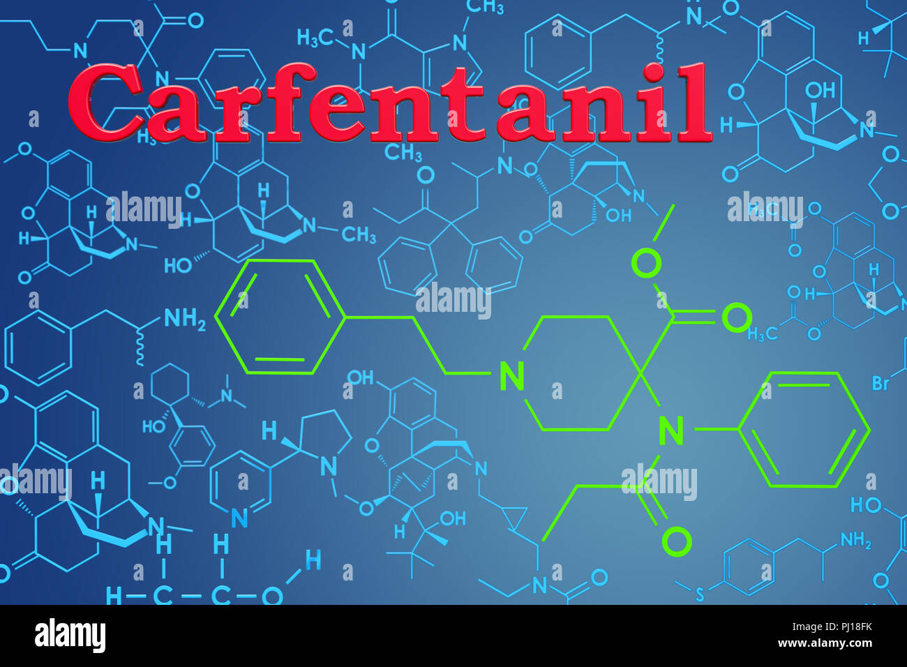 Carfentanil or carfentanyl. Chemical formula, molecular structure. 3D ...
