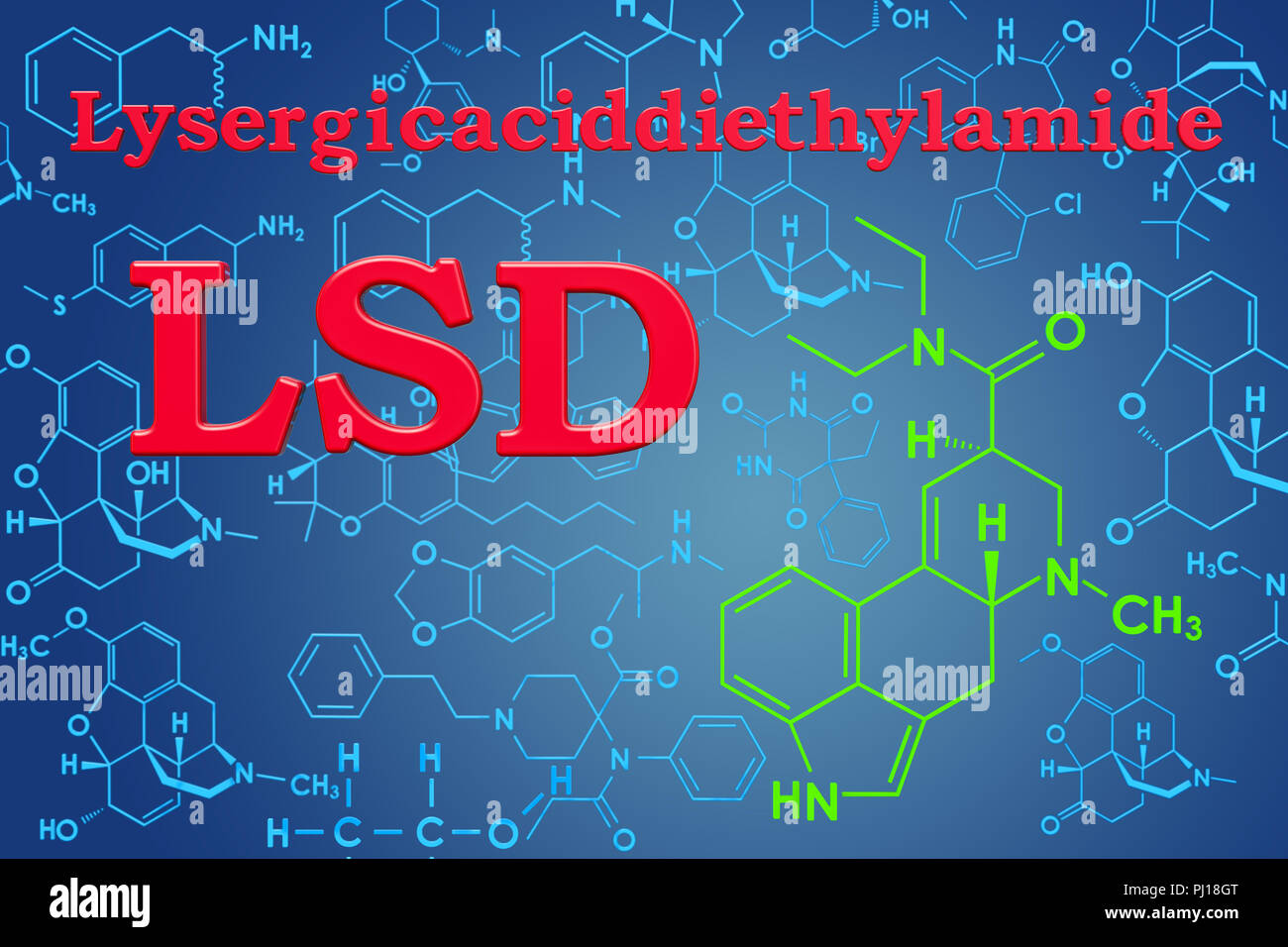 Lysergic acid diethylamide (LSD). Chemical formula, molecular structure ...