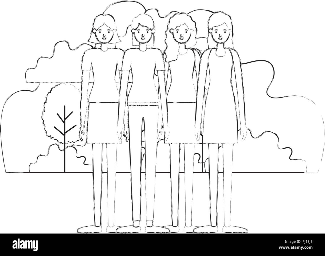 group of women in the field characters Stock Vector Image & Art - Alamy