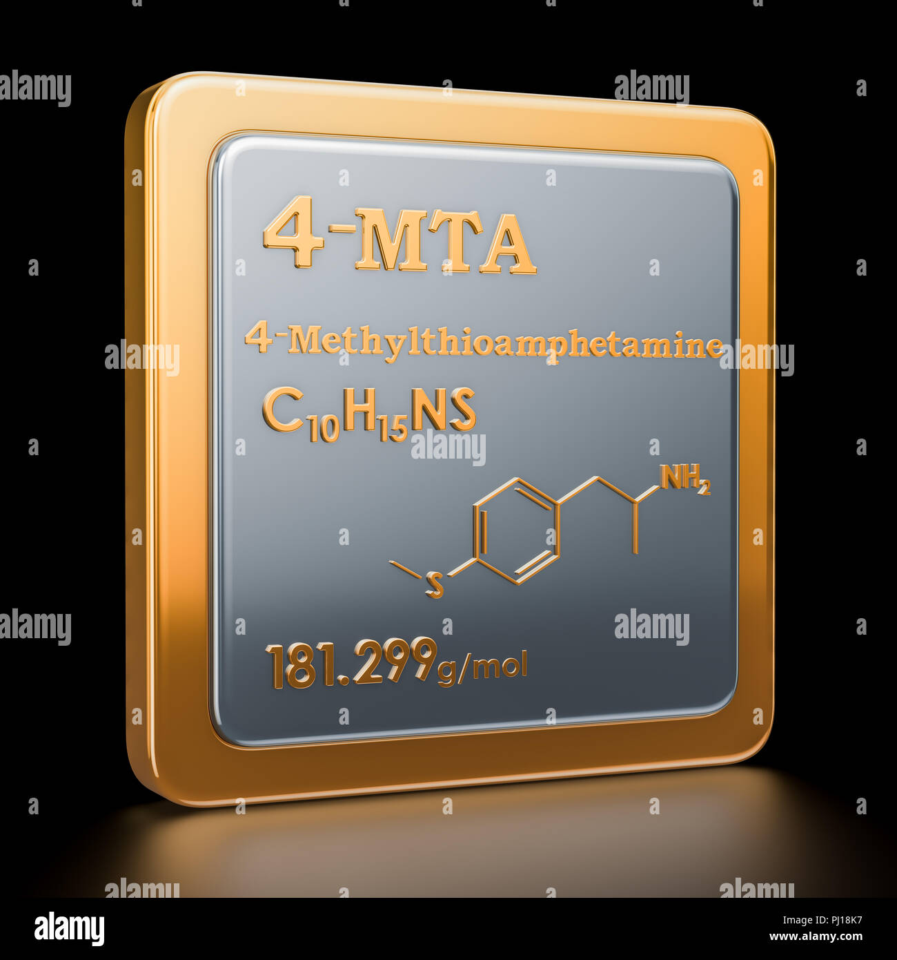 4-Methylthioamphetamine (4-MTA). Icon, chemical formula, molecular ...