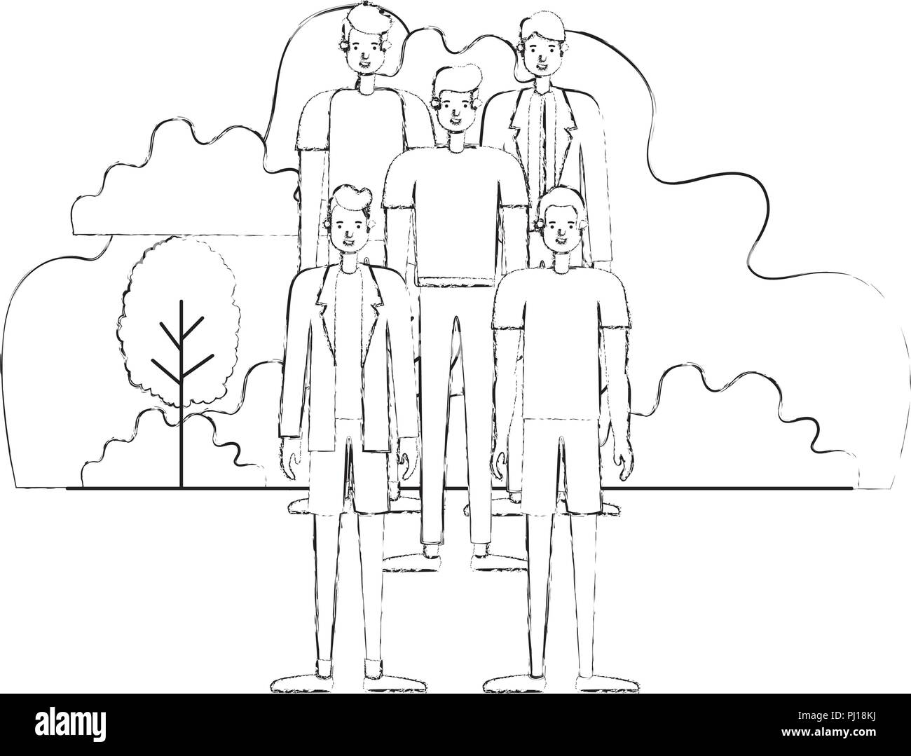 group of men in the landscape scene Stock Vector Image & Art - Alamy