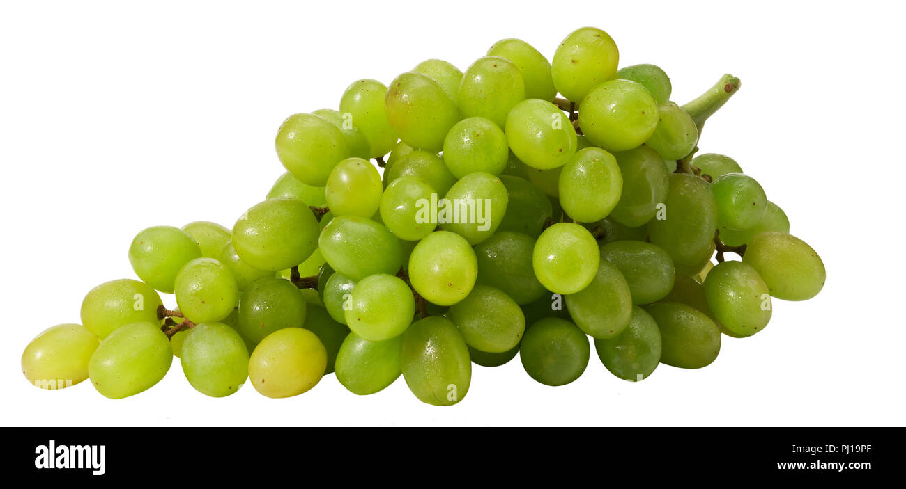 Green grapes on white background Stock Photo - Alamy