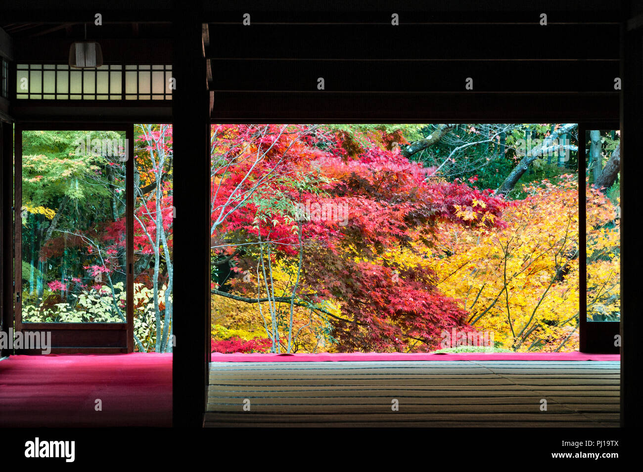 The Nanzen-ji temple complex, Kyoto, Japan. Brightly coloured autumn ...