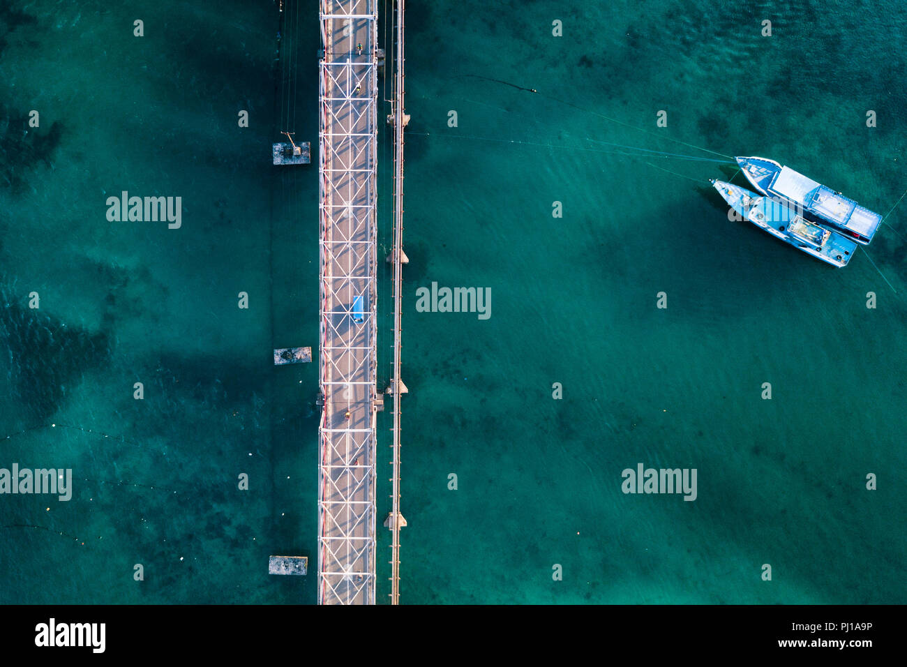 Aerial view of Watdek bridge, Ngurtavur, Kai Islands, Maluku, Indonesia ...