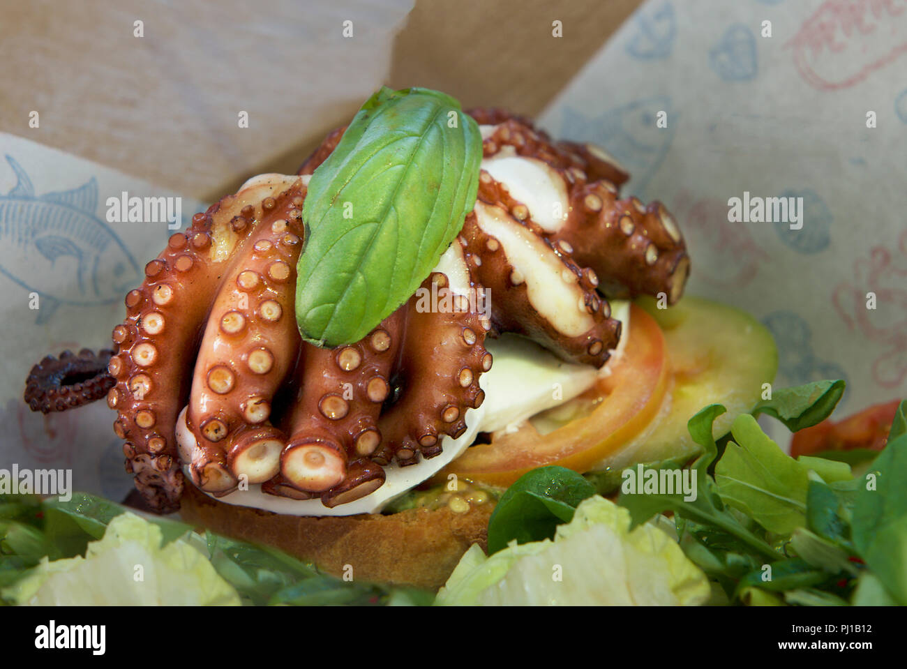 Octopus salad sandwich, Italy Stock Photo - Alamy