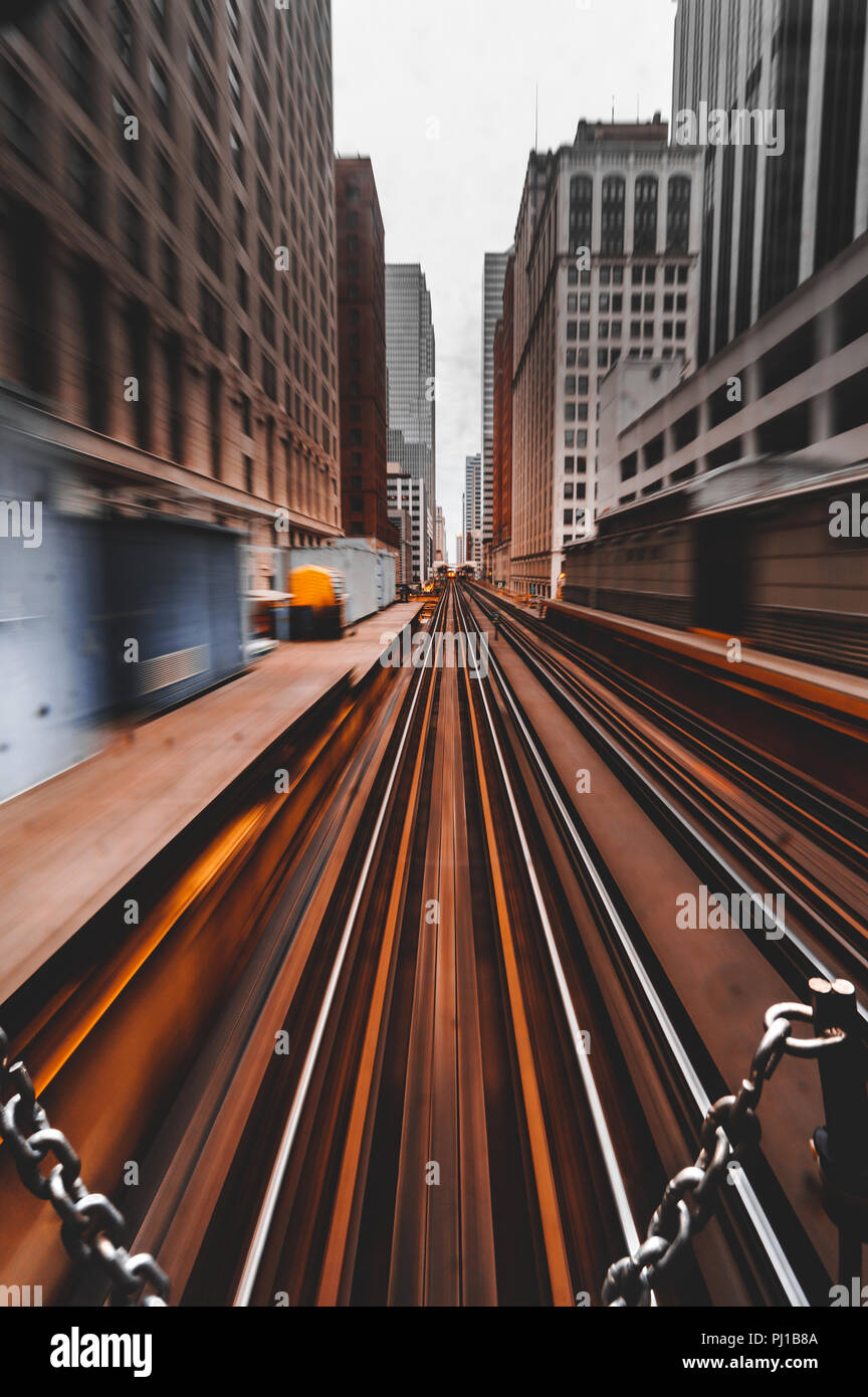 Chicago train blurred motion hi-res stock photography and images - Alamy