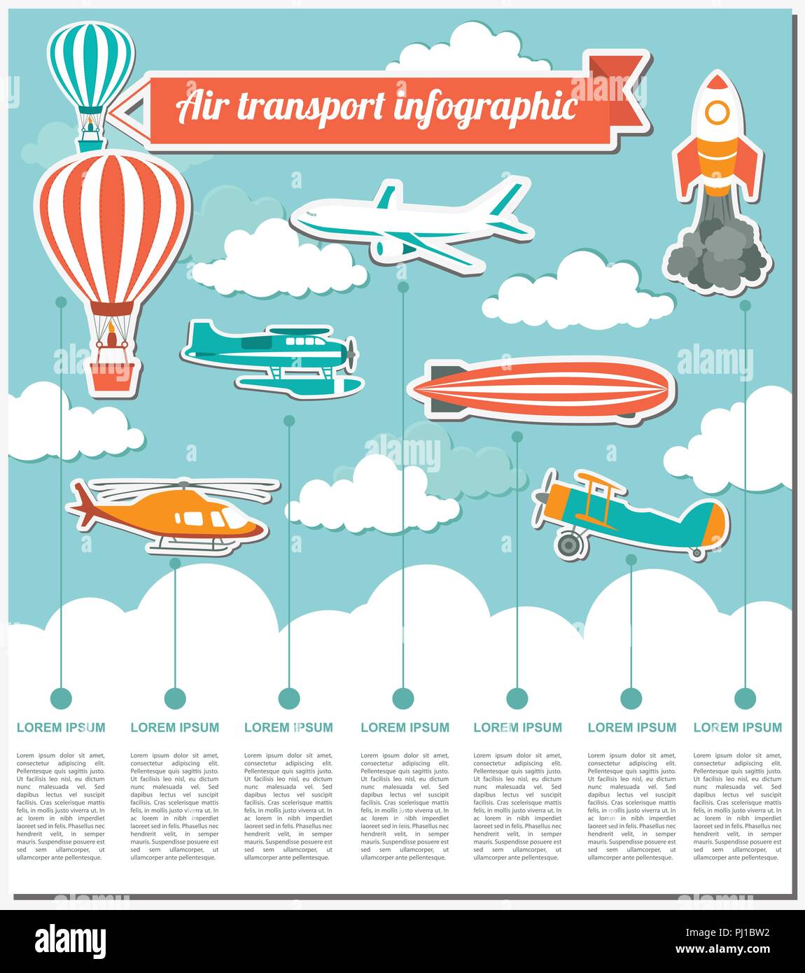 Air transport infographics elements. Retro styled illustration. Vector ...