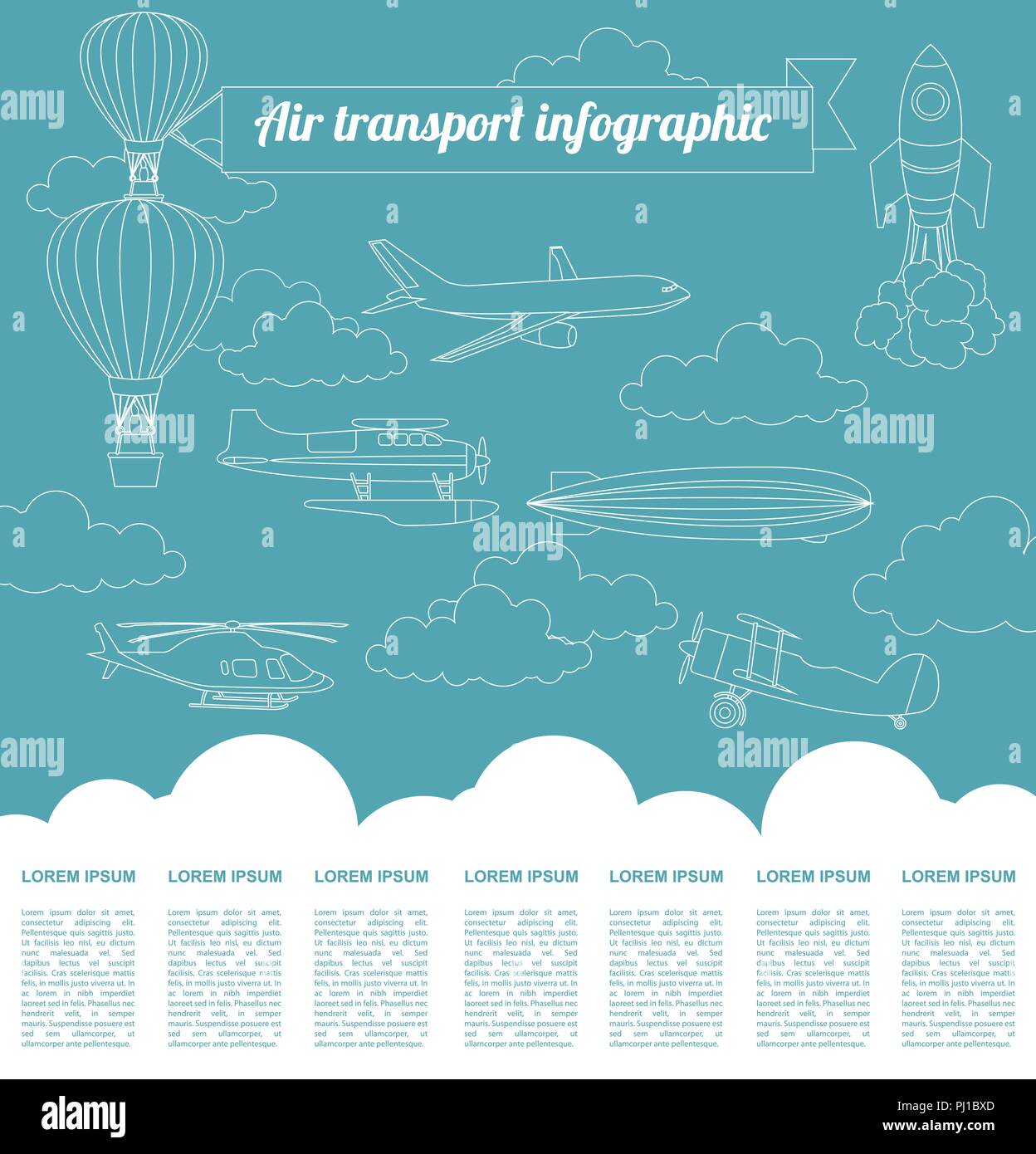 Air transport infographics elements. Retro styled illustration. Vector ...