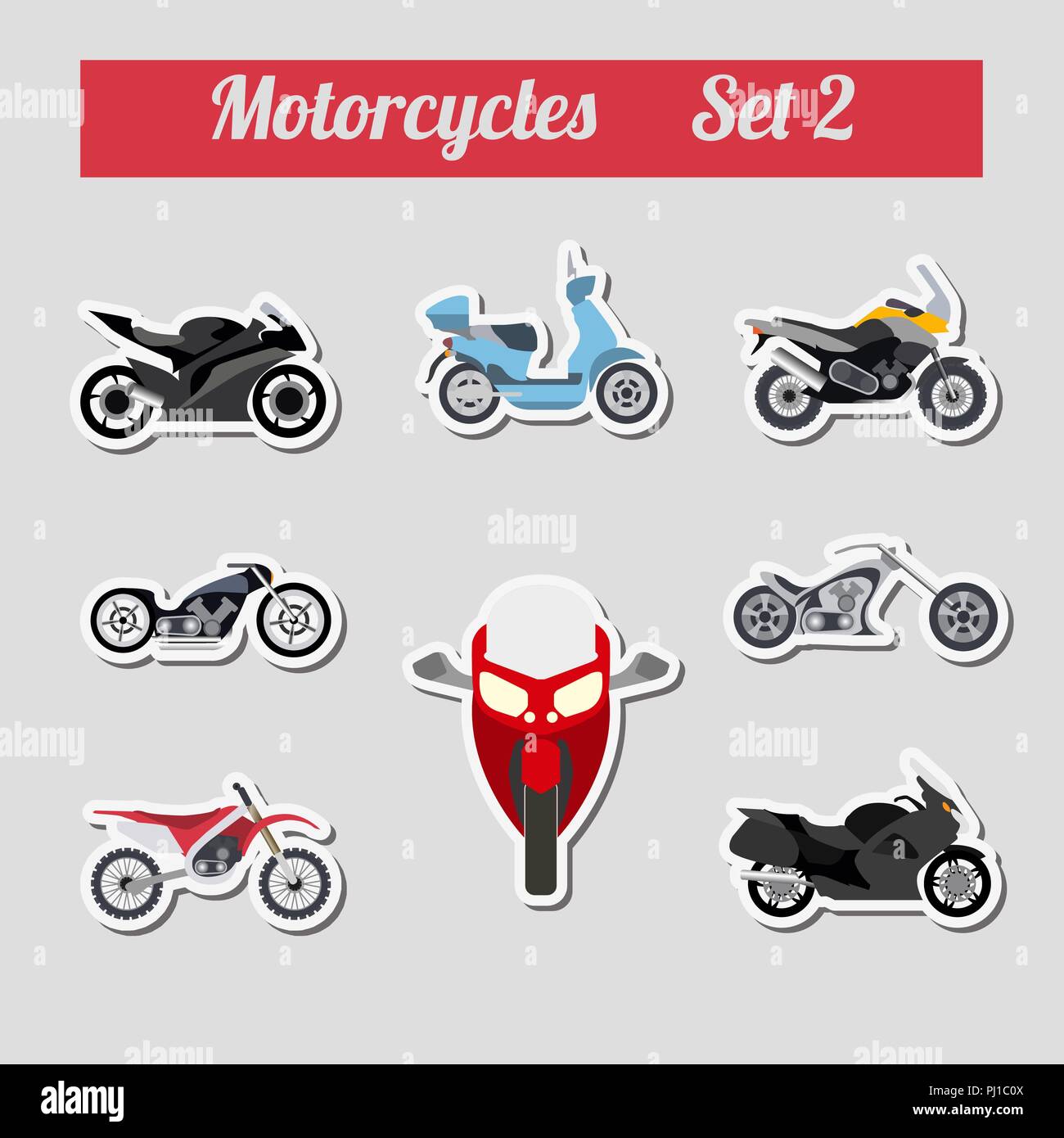 Set of elements motorcycles for creating your own infographics or maps ...